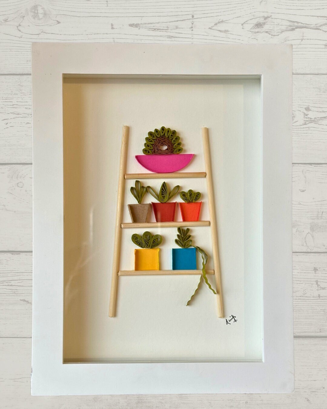 3D Quilling Plant Ladder Framed Artwork - Botanical Paper Quill Wall ...
