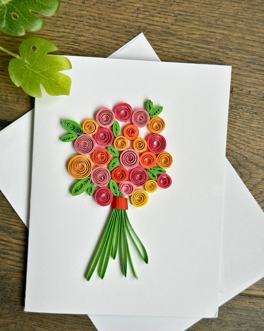 Handmade 3D Flower Bouquet Quilling Card: Floral Art Greeting Card - Etsy