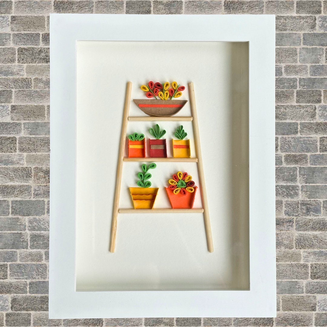 3D Quilling Plant Ladder Framed Artwork Botanical Paper Quill Wall ...