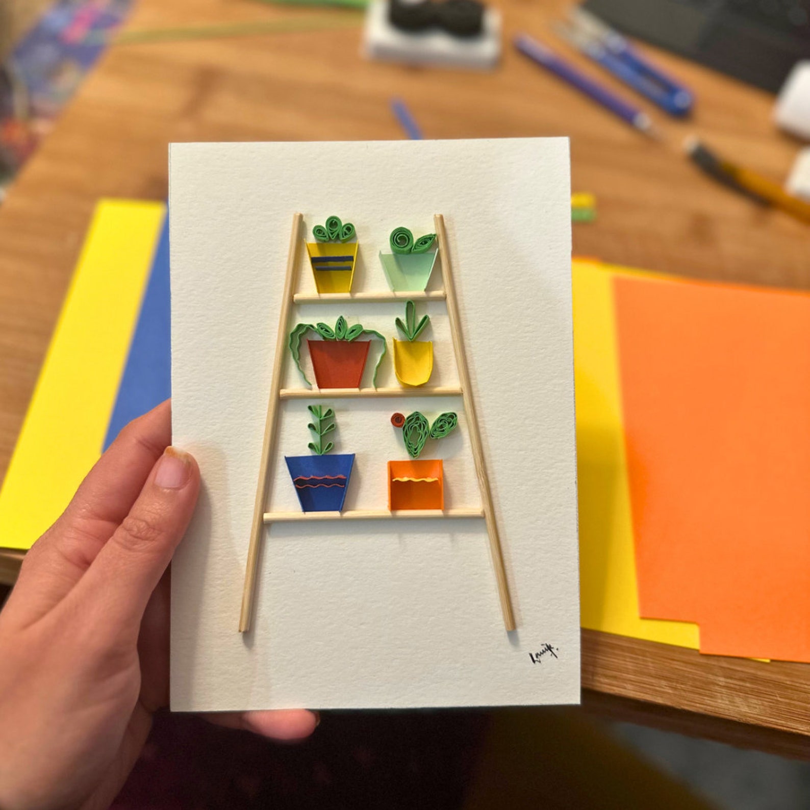 3D Quilling Plant Ladder Framed Artwork Botanical Paper Quill Wall ...