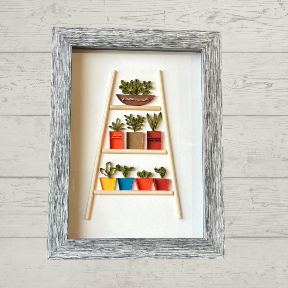 3D Quilling Plant Ladder Framed Artwork Botanical Paper Quill Wall ...