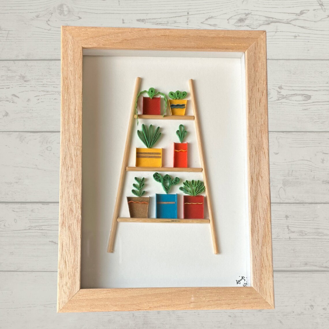 3D Quilling Plant Ladder Framed Artwork Botanical Paper Quill Wall ...