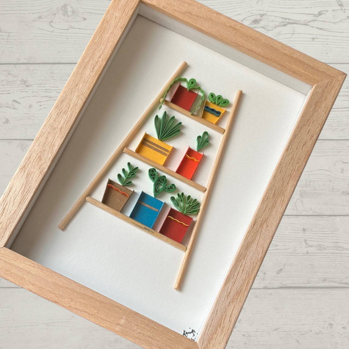 3D Quilling Plant Ladder Framed Artwork Botanical Paper Quill Wall ...
