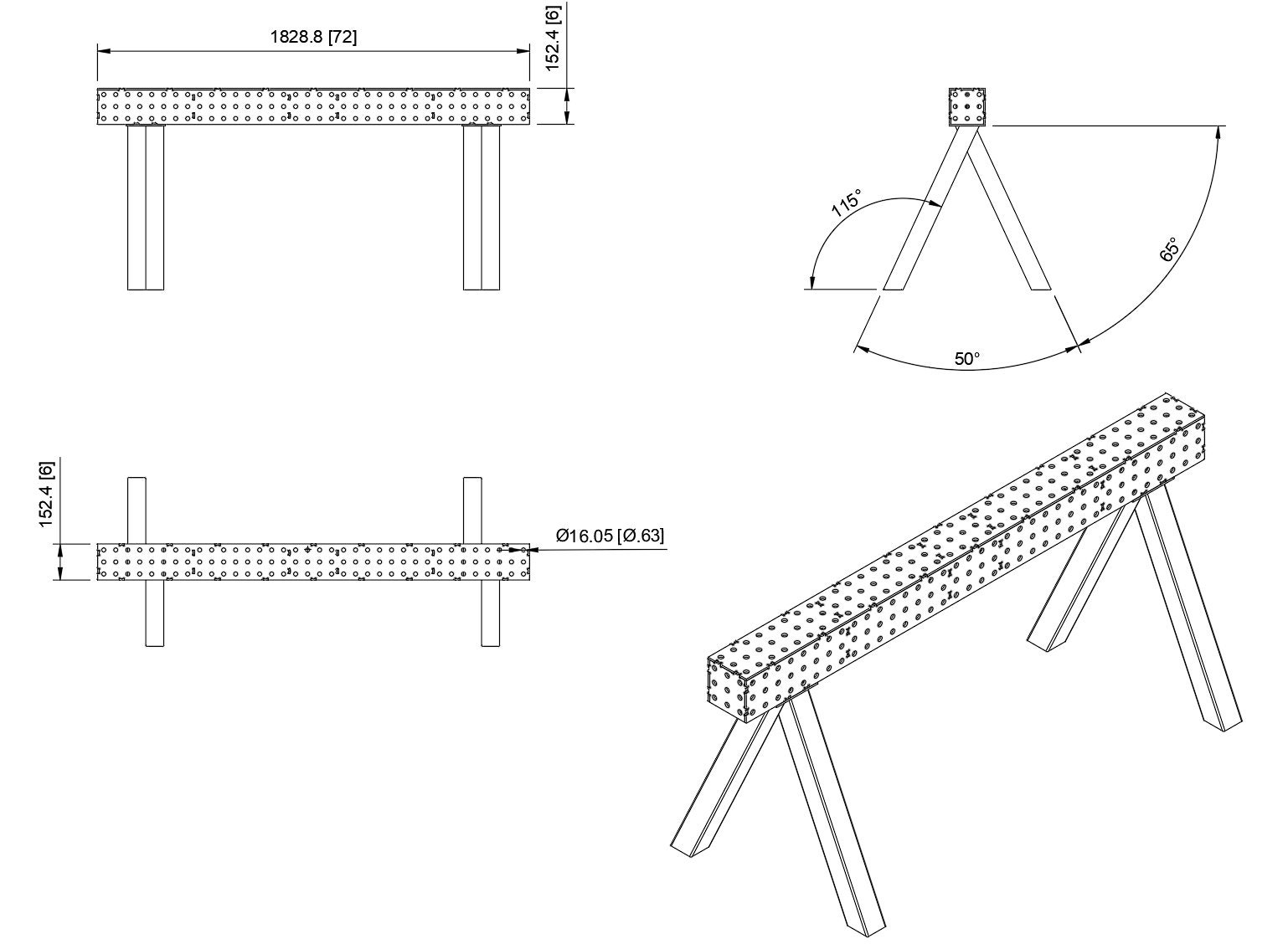 Welding Trestle 6 X 72 X 6 X 1/4 Inch DXF - Etsy