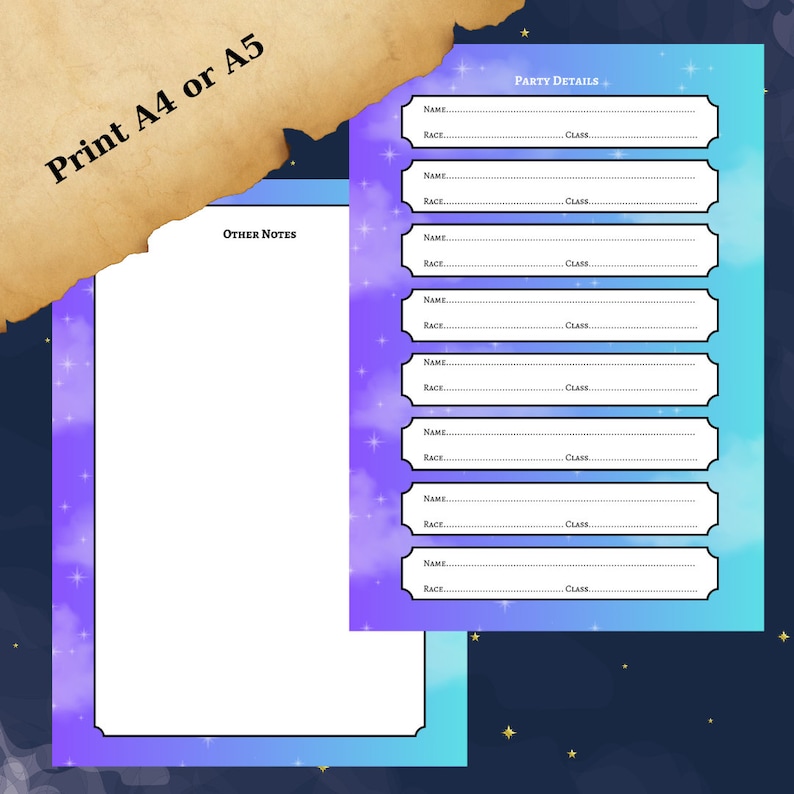 Printable Character Sheet for DND RPG 5e Blue Dragon Sky - Etsy Australia