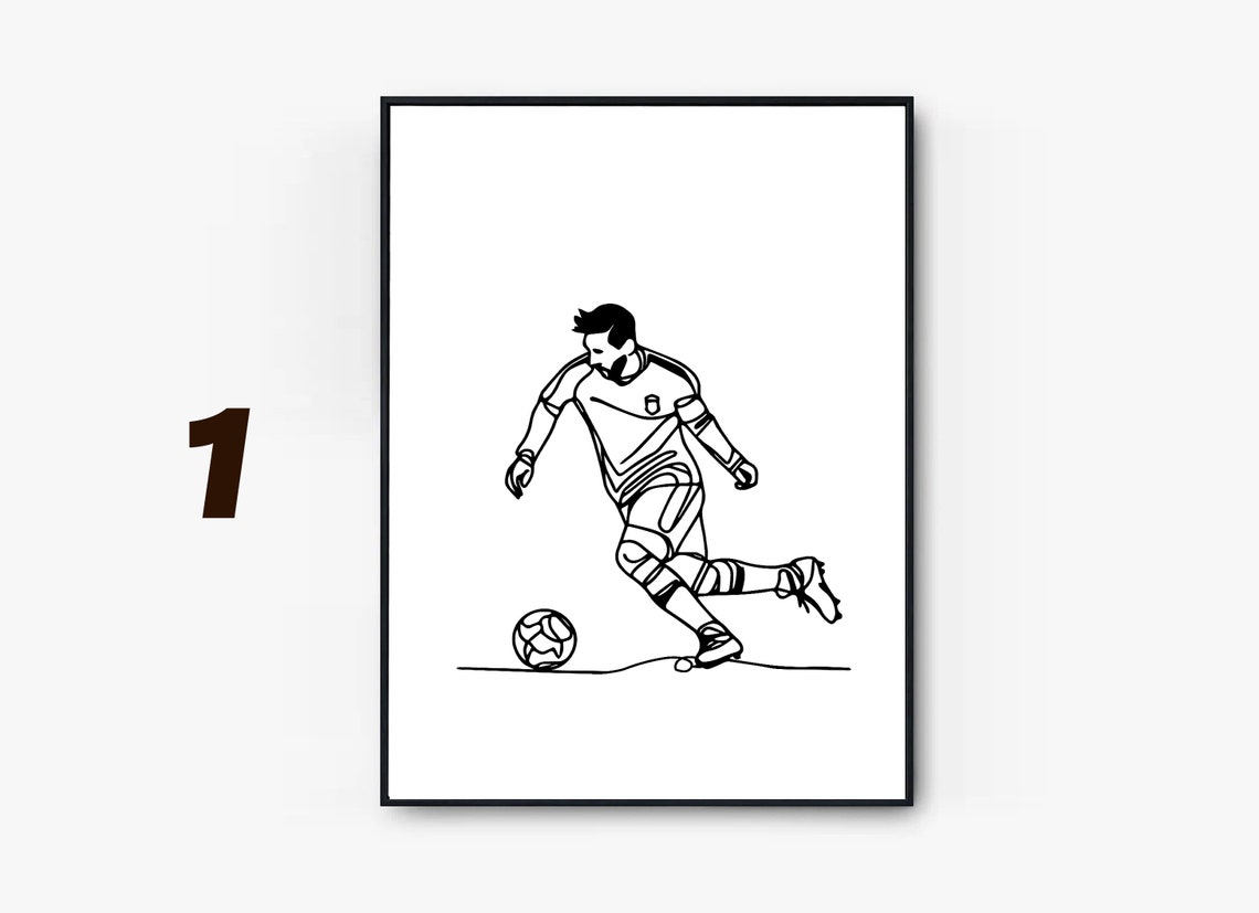 Leo, Messi, Set of 3 Prints, Minimalist Line Art, Digital, Sport Print ...