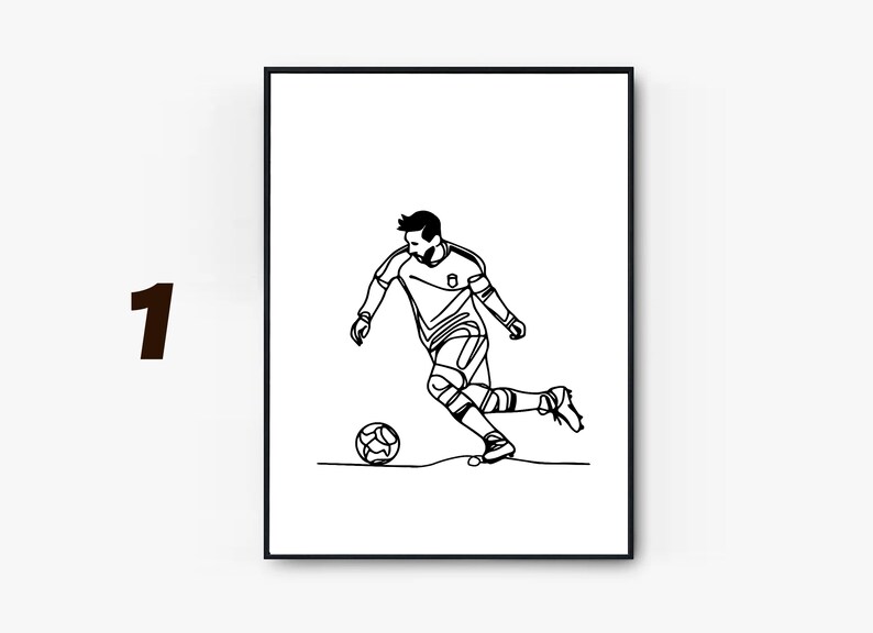 Leo, Messi, Set of 3 Prints, Minimalist Line Art, Digital, Sport Print ...
