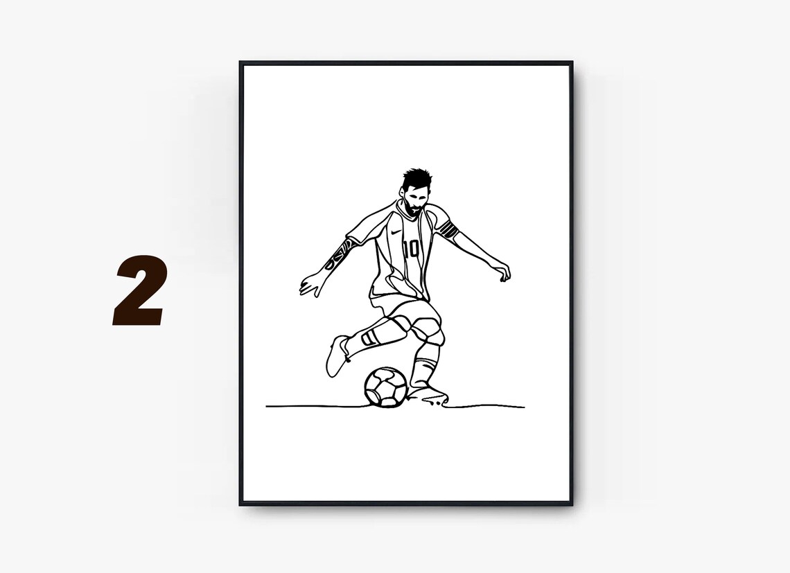 Leo, Messi, Set of 3 Prints, Minimalist Line Art, Digital, Sport Print ...