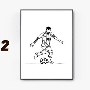 Leo, Messi, Set of 3 Prints, Minimalist Line Art, Digital, Sport Print ...