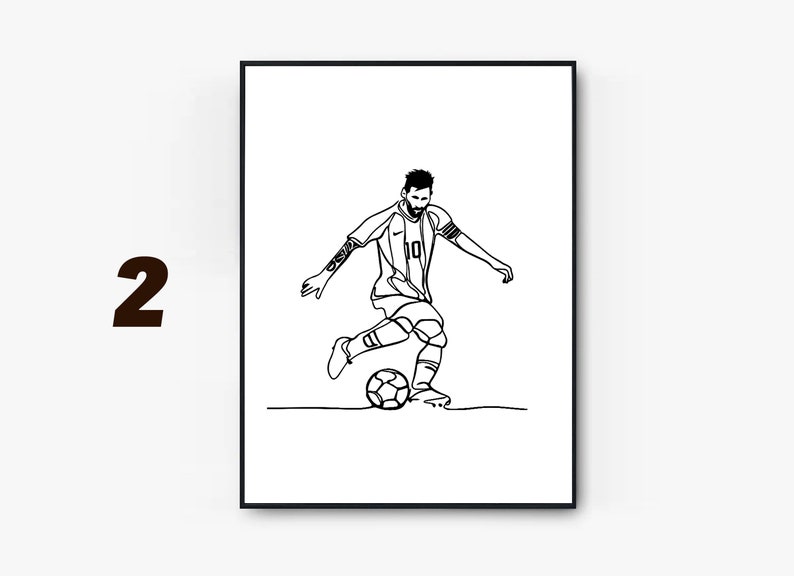 Leo, Messi, Set of 3 Prints, Minimalist Line Art, Digital, Sport Print ...