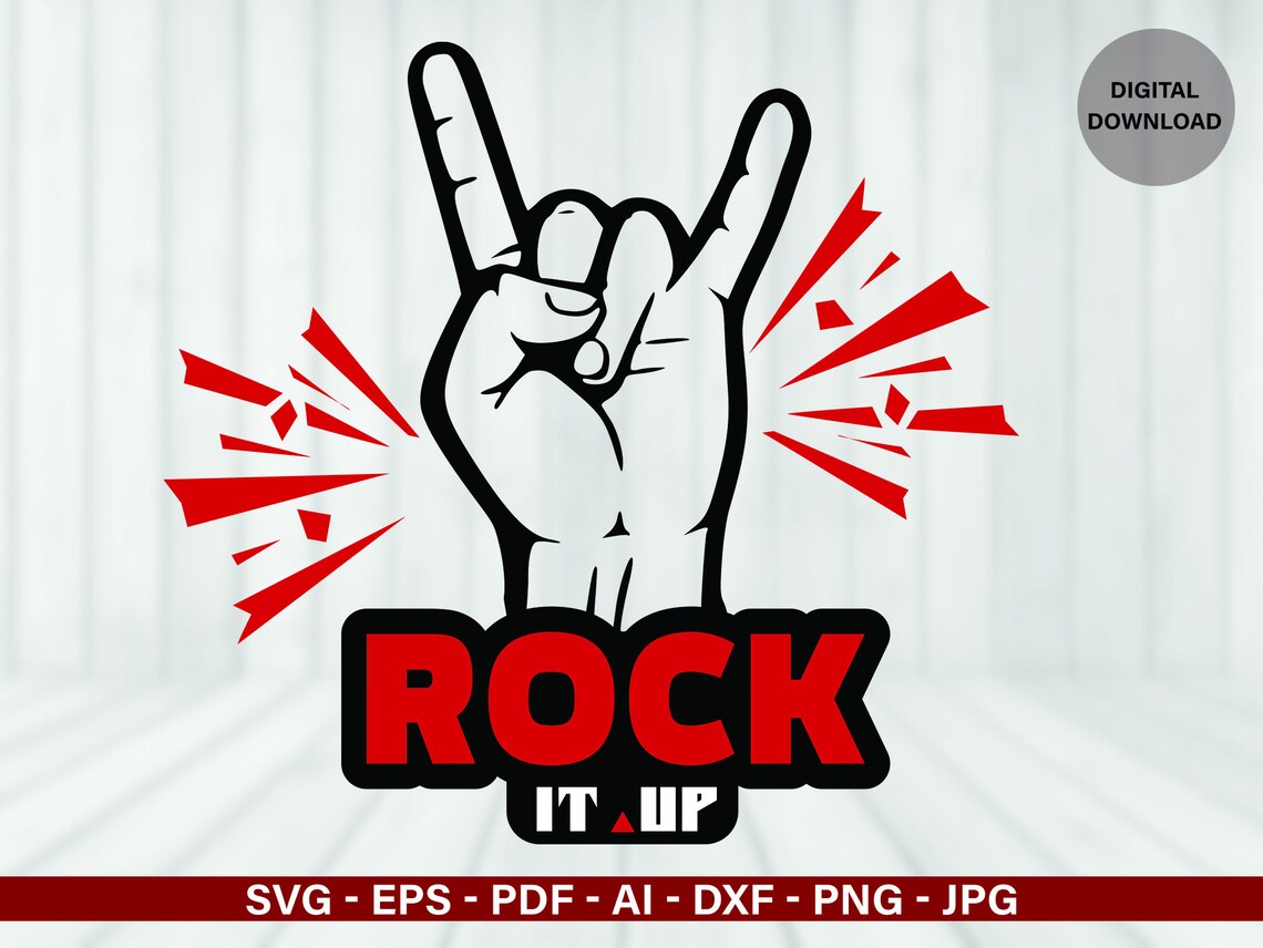 Rock, Hand Svg, Rock It up Svg, Hand Svg, Rock N Roll Svg, Cutting File ...