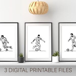 Leo, Messi, Set of 3 Prints, Minimalist Line Art, Digital, Sport Print ...