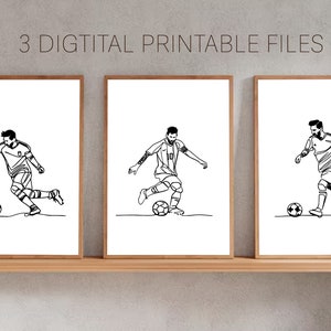 Leo, Messi, Set of 3 Prints, Minimalist Line Art, Digital, Sport Print ...
