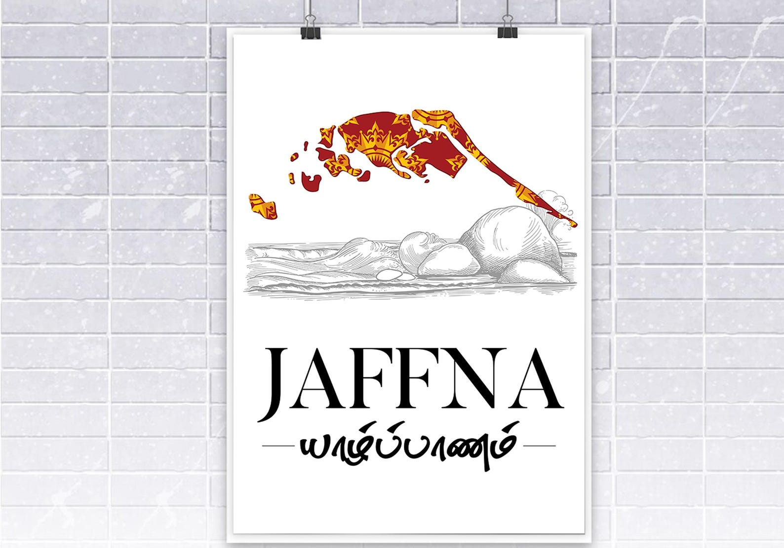 JAFFNA Map, Digital Art, Tamil Poster, Tamil Script, Jaffna, Sri Lanka ...