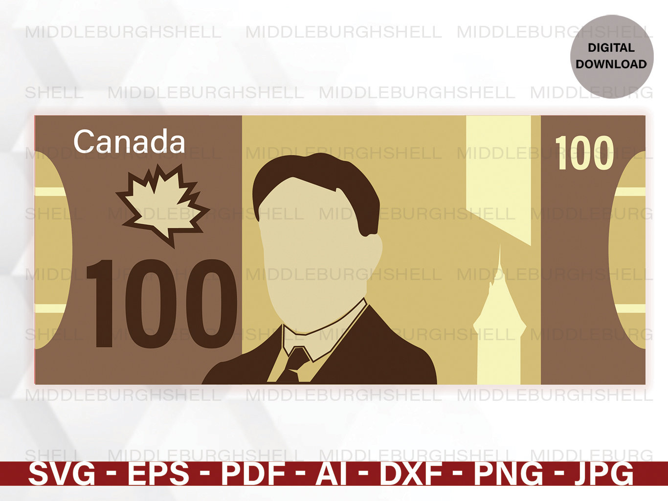 100 CAD Dollar SVG, Canadian Dollar, Canada, Money Svg, Canadian ...