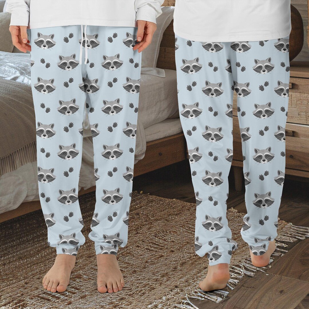 Raccoon Pajama Pants, Raccoon Pants, Raccoon Gift, Raccoon Present ...
