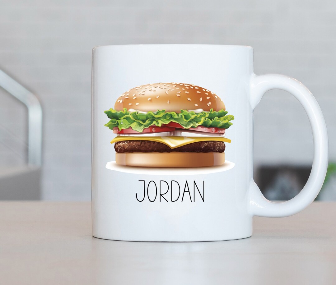Burger Mug, Personalized Burger Coffee Cup, Burger Present, Burger Gift ...