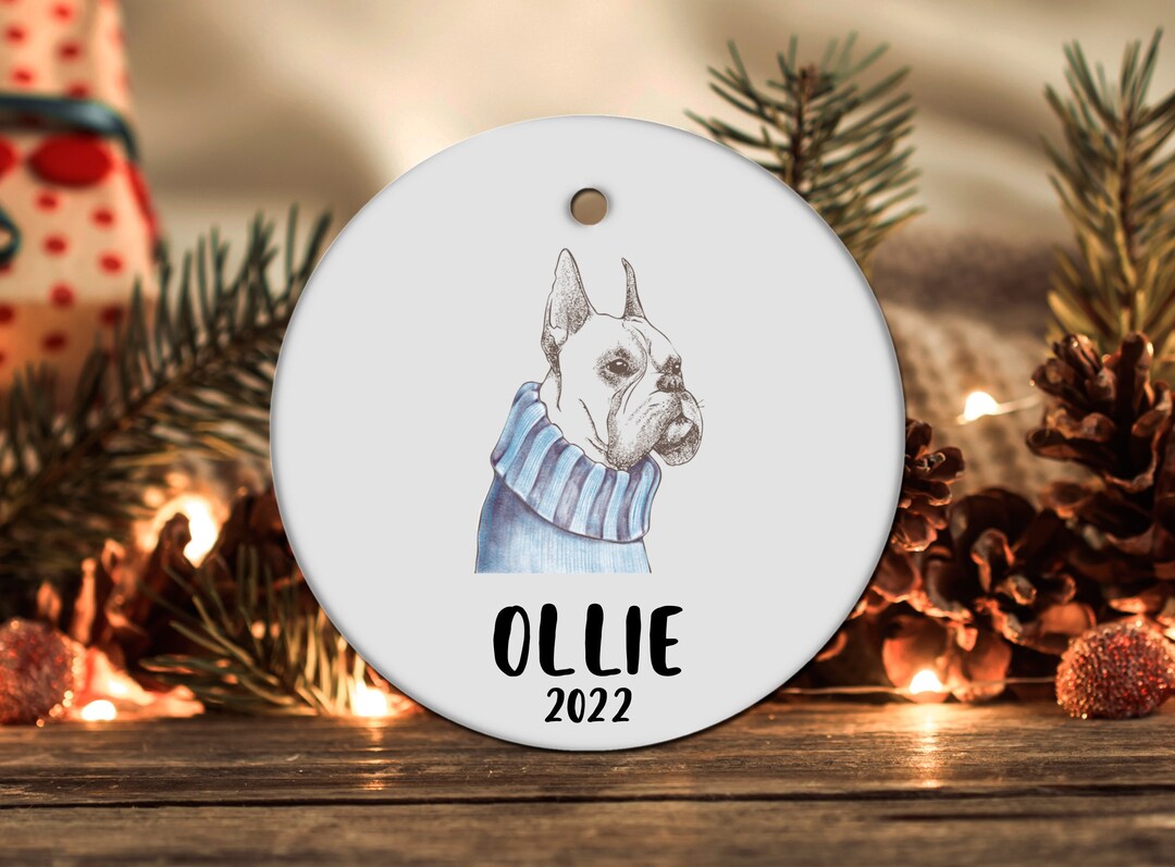 Personalized Boxer Dog Ornament, Boxer Dog Gift, Christmas Ornament ...