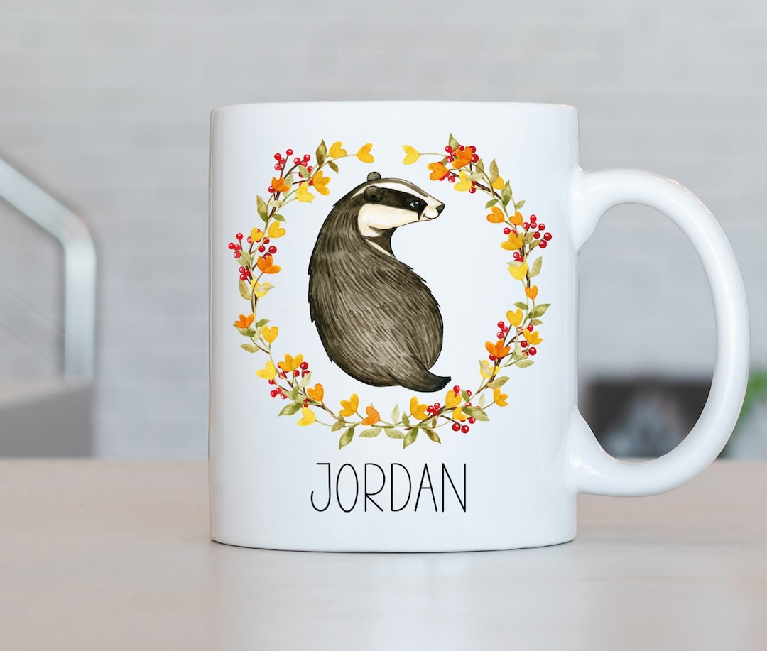 Badger Mug, Personalized Badger Coffee Cup, Badger Present, Badger Gift ...