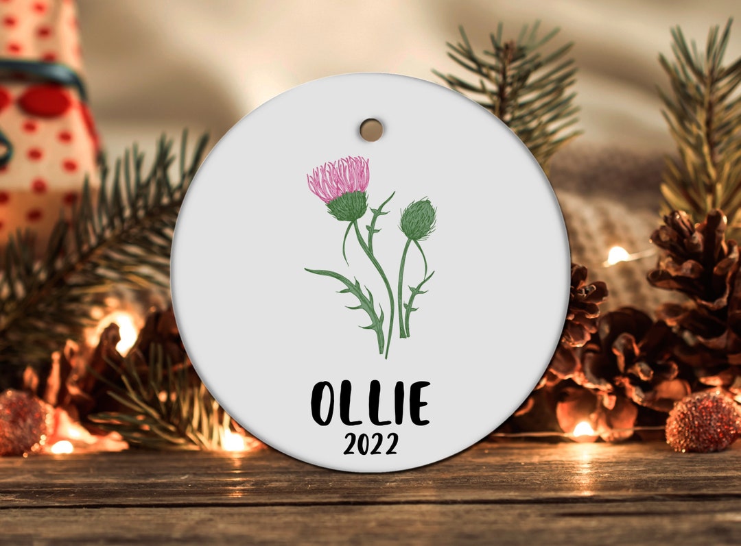 Personalized Thistle Ornament, Thistle Gift, Christmas Ornament ...