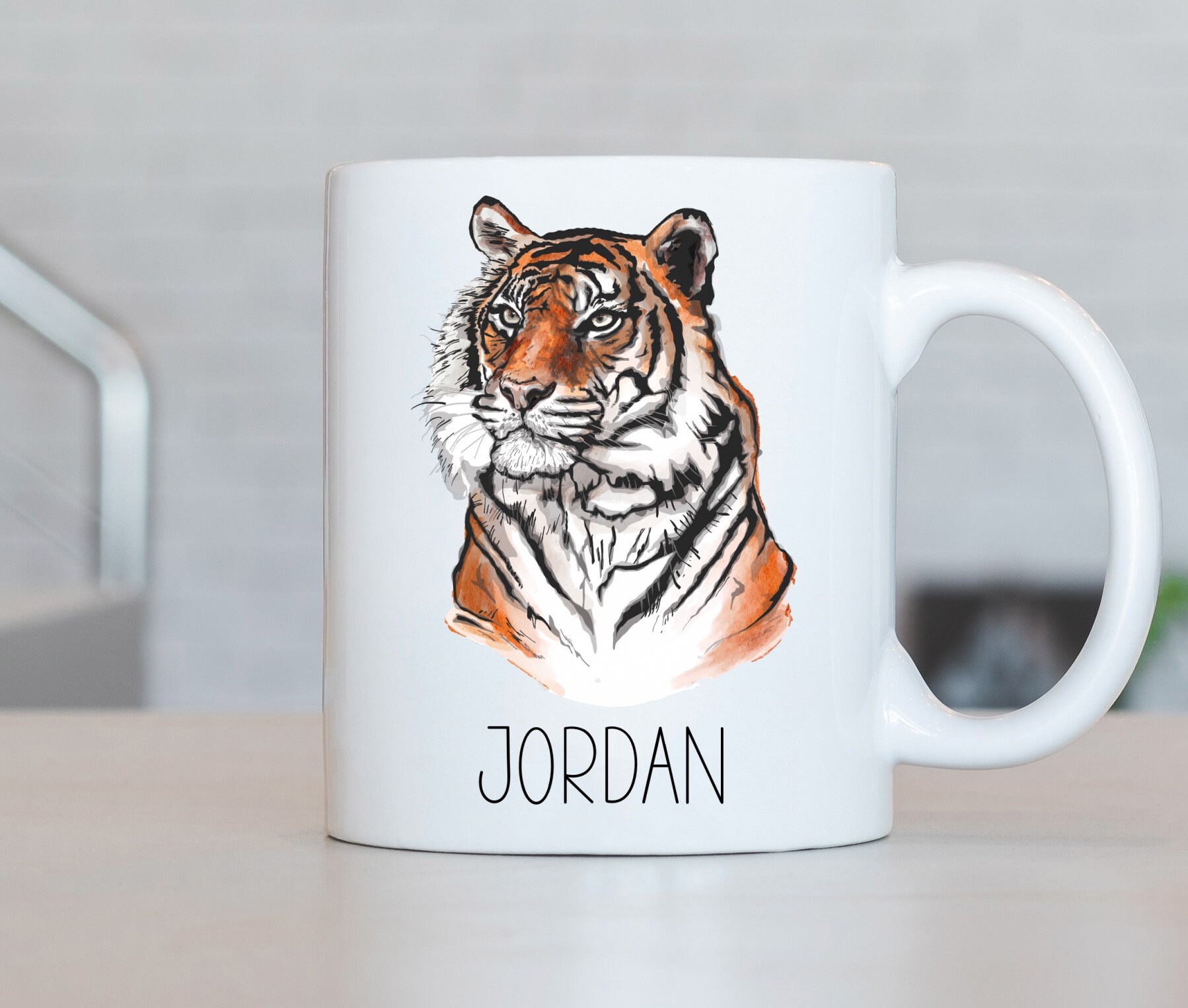 Tiger Mug, Personalized Tiger Coffee Cup, Tiger Present, Tiger Gift ...