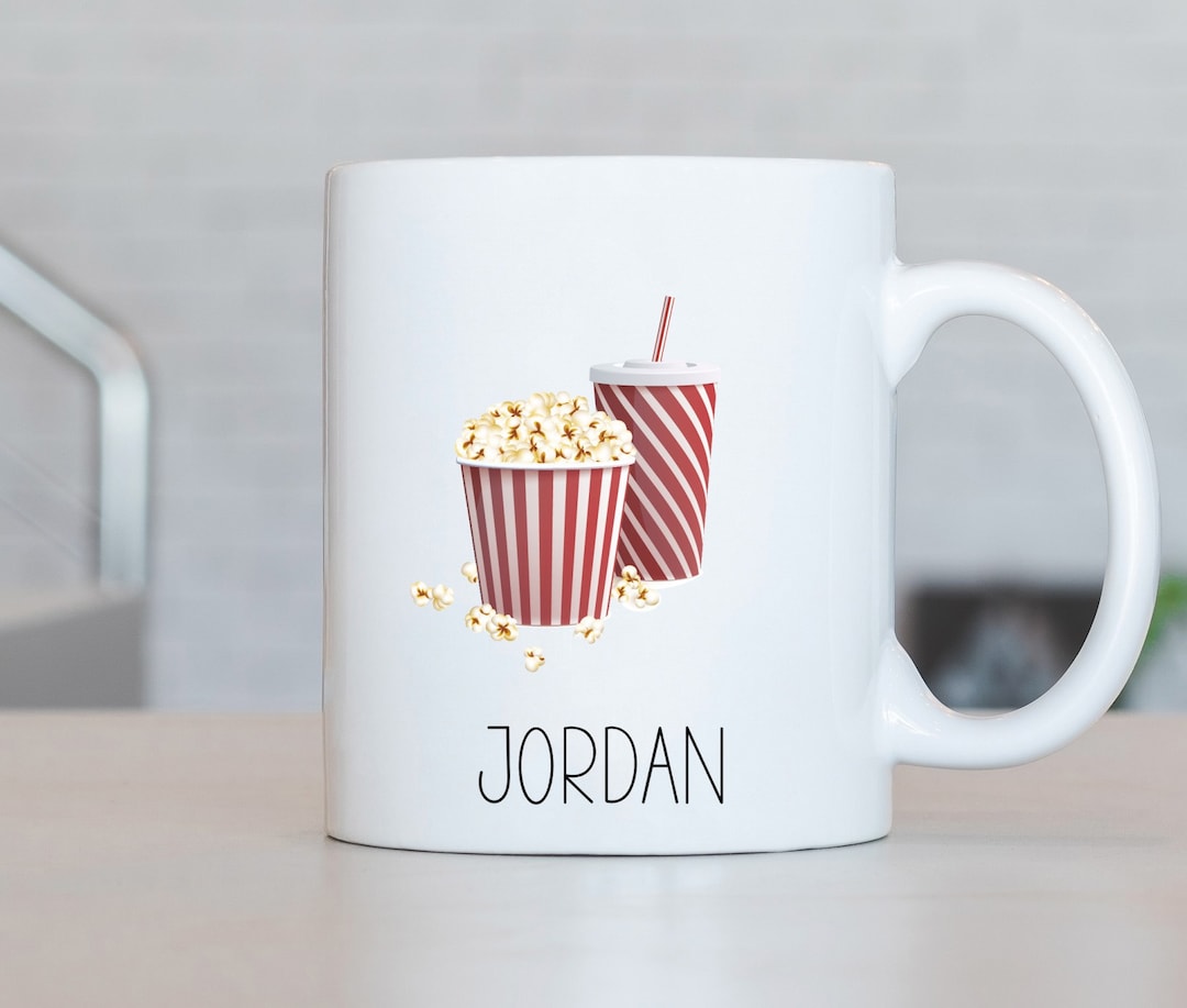 Popcorn Mug, Personalized Popcorn Coffee Cup, Popcorn Present, Popcorn ...