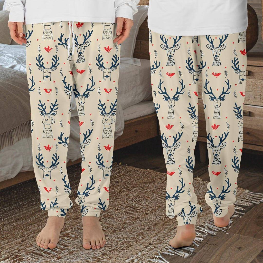 Reindeer Pajama Pants, Reindeer Pants, Reindeer Gift, Reindeer Present ...