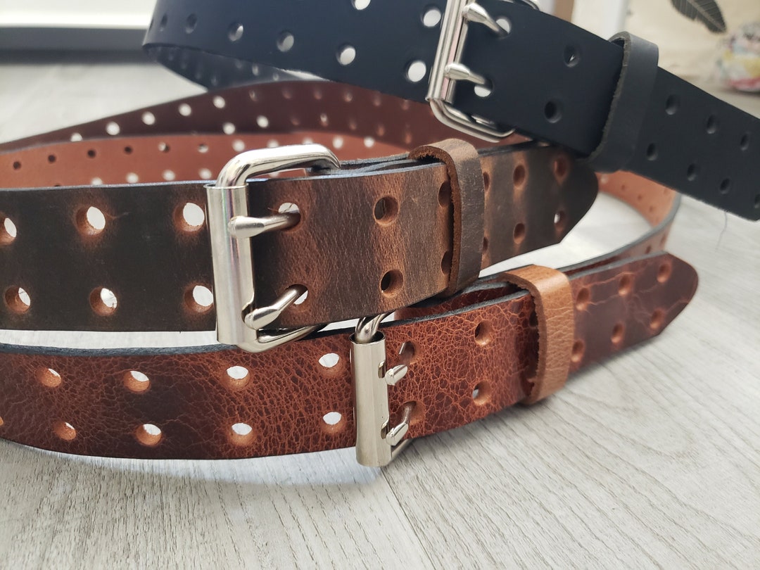 Custom Leather Double Hole Belt 1 1/2” - Etsy