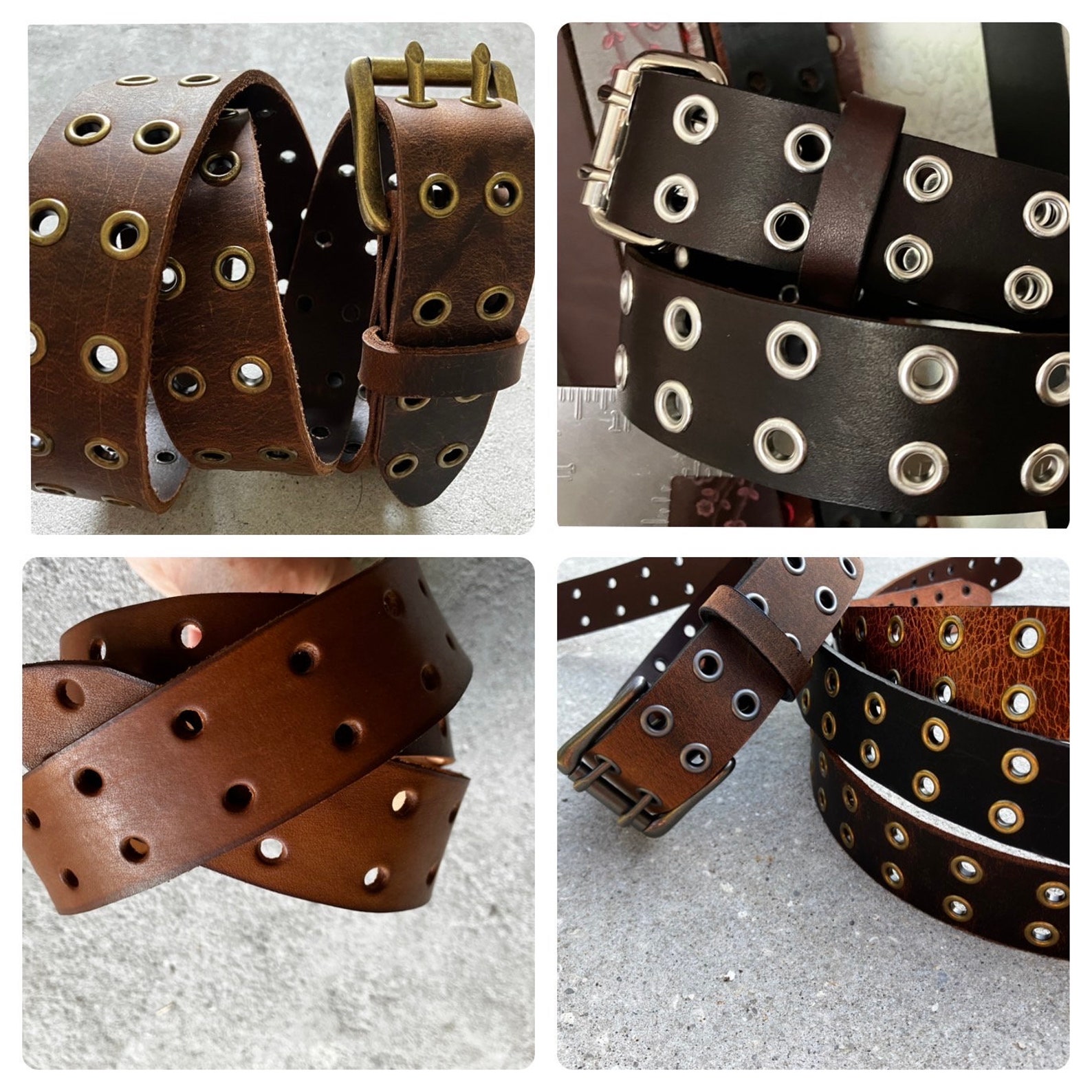 Custom Leather Double Hole Belt - Etsy