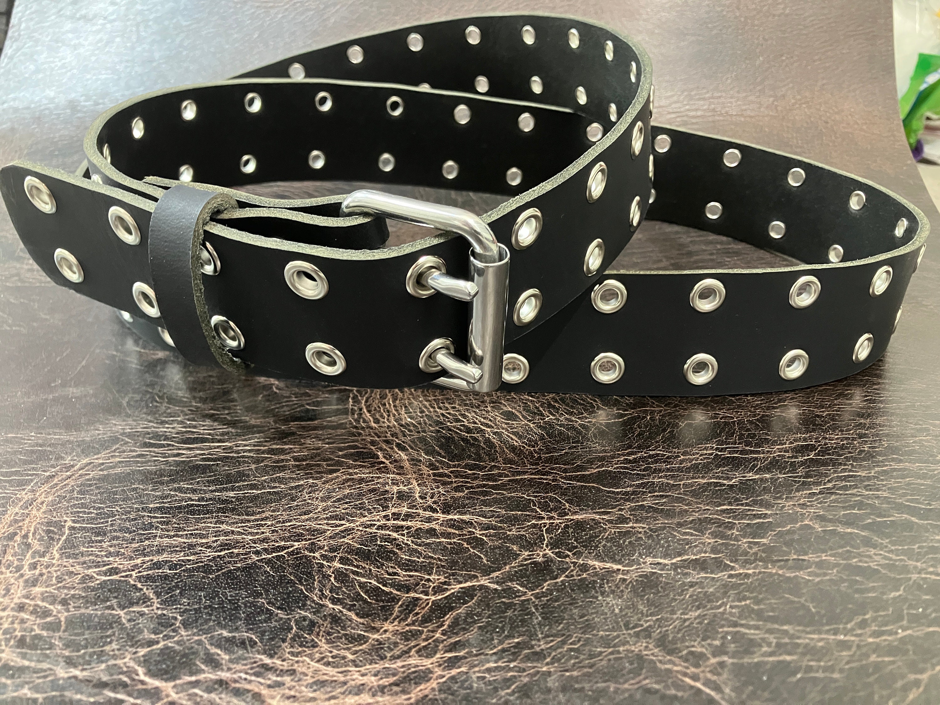 1 3/4” Wide Double Prong Double Hole Eyelet/ Grommet Belt Full Grain - Etsy