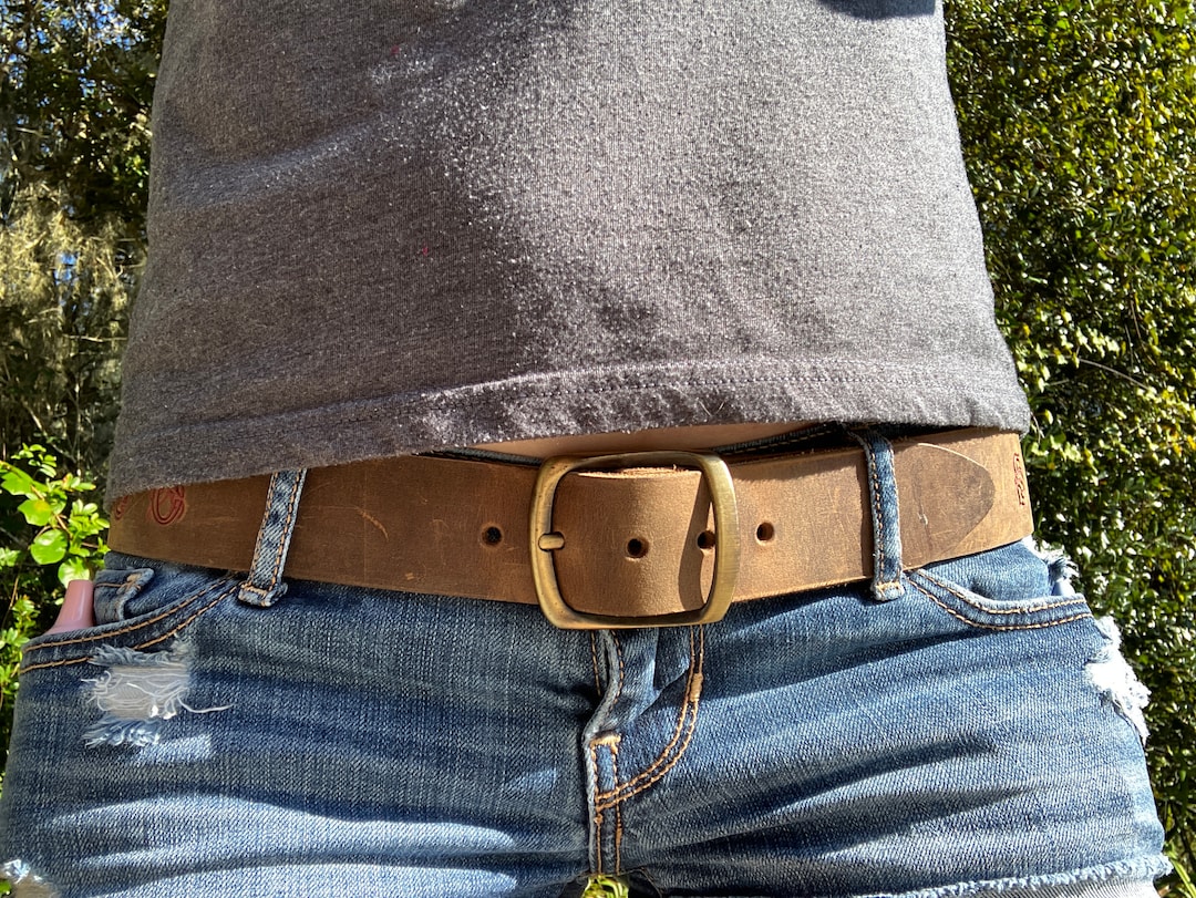 Heavy Duty 1.5” Solid Leather Custom Fitted Belt Men, Women, Kids Plain ...