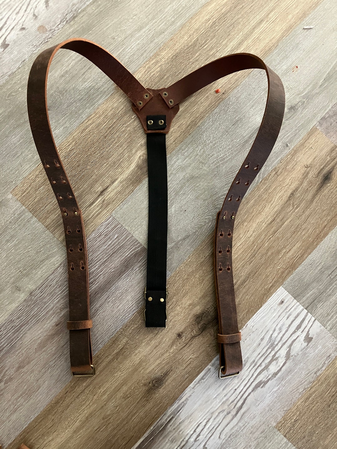 Custom Leather Suspenders Double Hole/button - Etsy