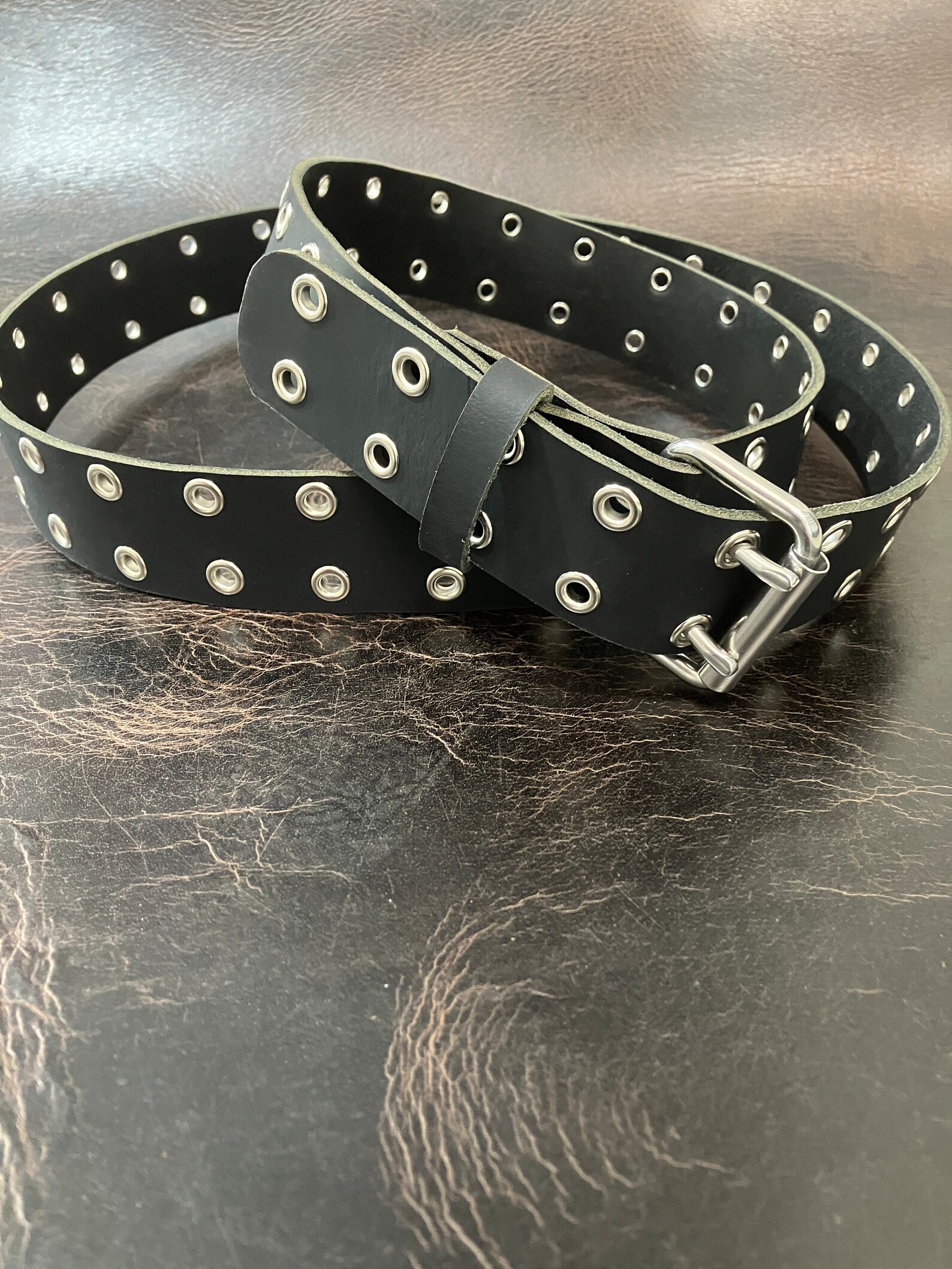 1 3/4” Wide Double Prong Double Hole Eyelet/ Grommet Belt Full Grain - Etsy