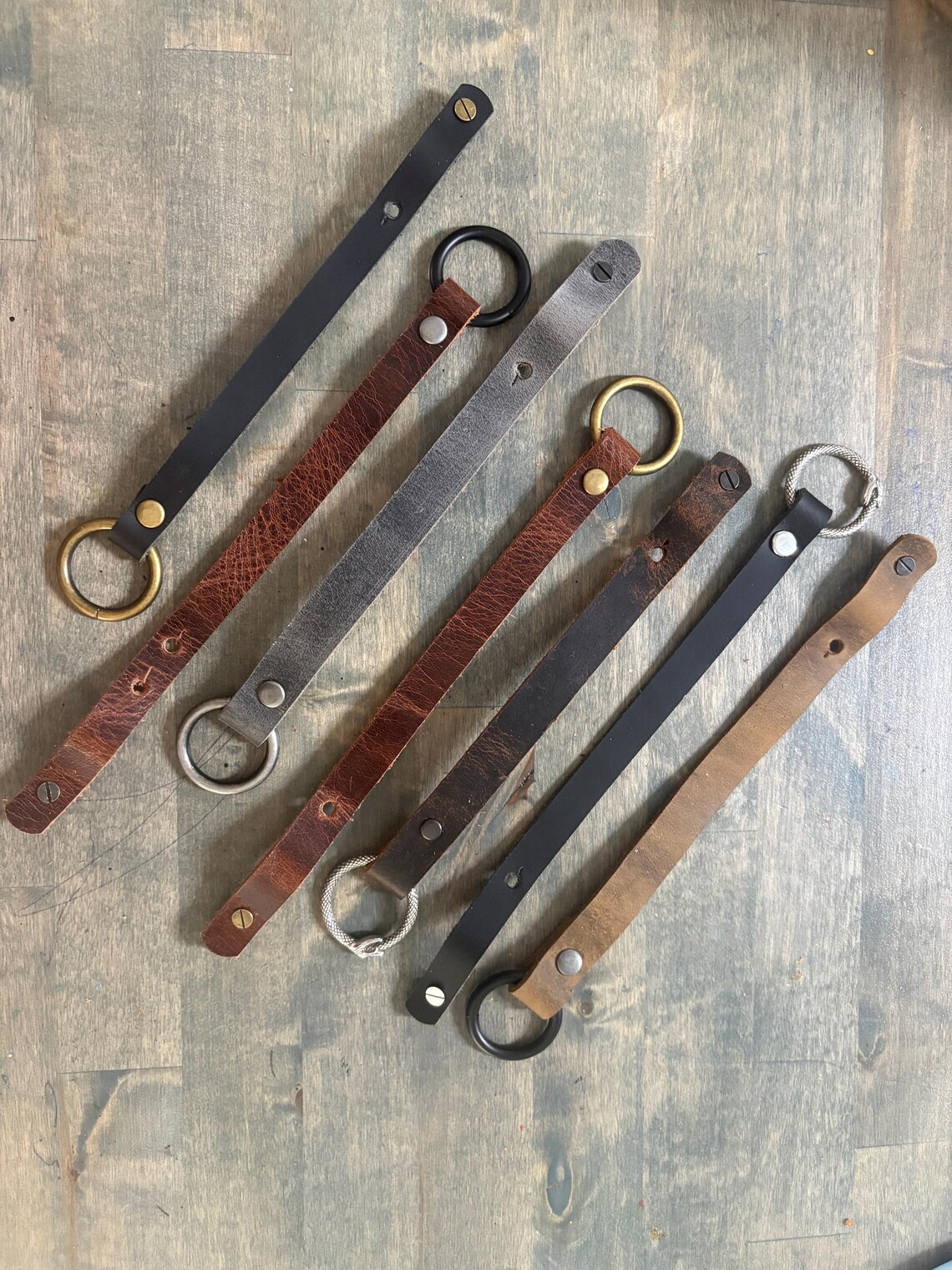 Leather Wristband O Ring Accent Charm Leather Cuff Button Closure - Etsy