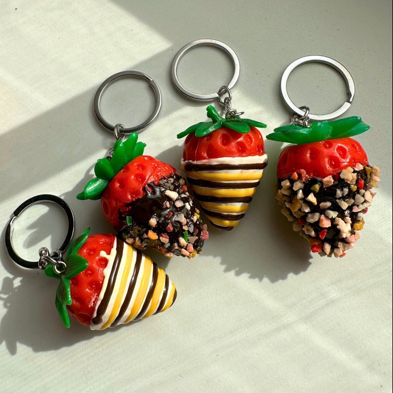 Strawberry Keychain - Etsy
