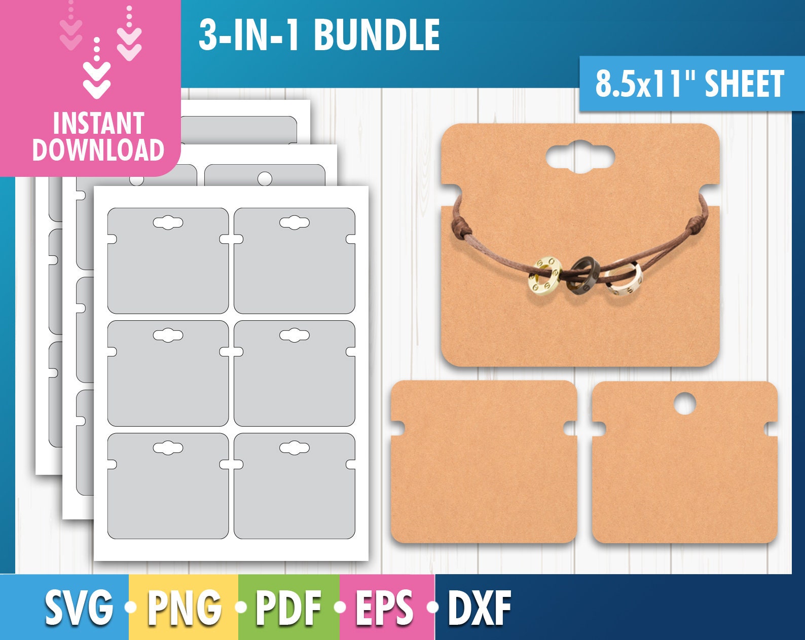 Bracelet Card Template Hang Tag Packaging Bracelet Display - Etsy