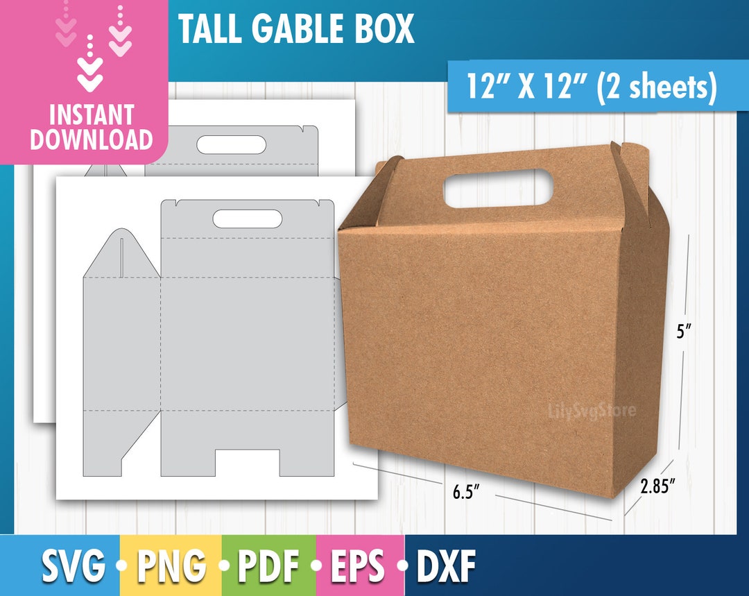Large Gable Box Template Svg Box Cricut Instant Download Box - Etsy Hong Kong