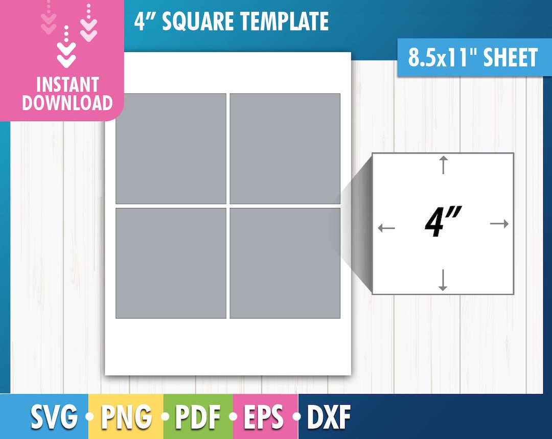 4 Inch Square Template Square Sticker Collage 4 Square - Etsy
