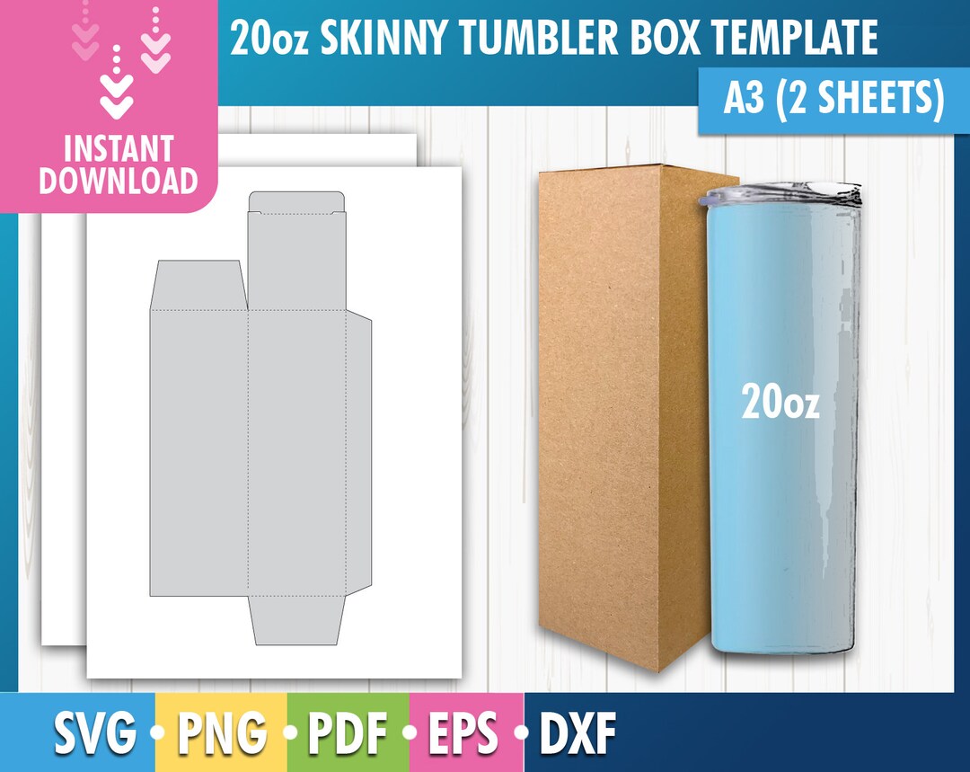 20oz Skinny Tumbler Box Template Dxf Pdf SVG Gift Box - Etsy Canada