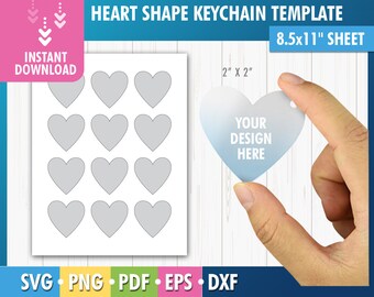 Sublimation Heart Keychain Template - Etsy
