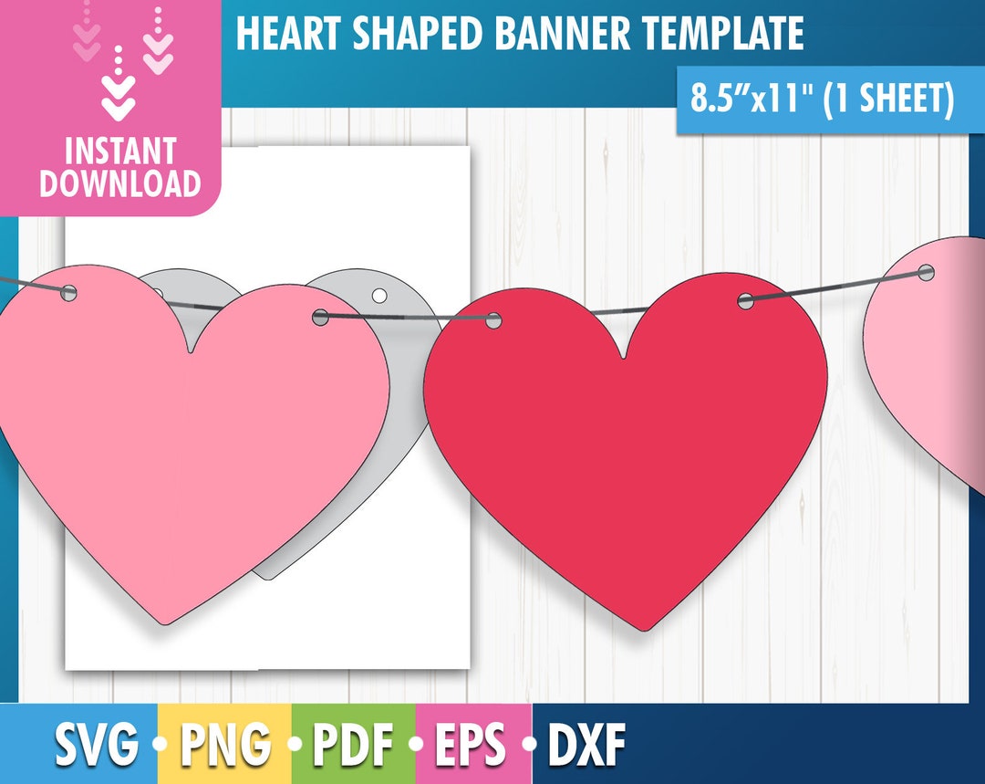 Heart Banner Strings Svg Banner for Birthday Valentine Heart - Etsy