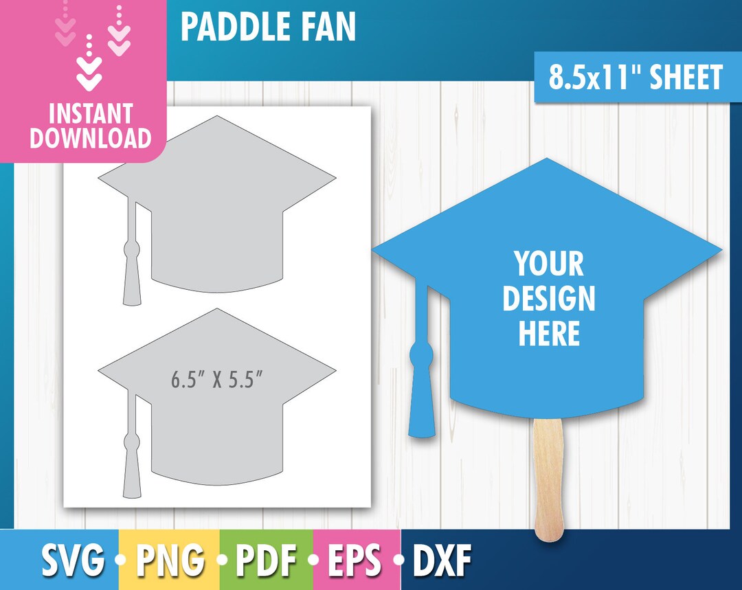 Graduation Paddle Fan Template Png Svg Pdf Dxf Eps - Etsy UK