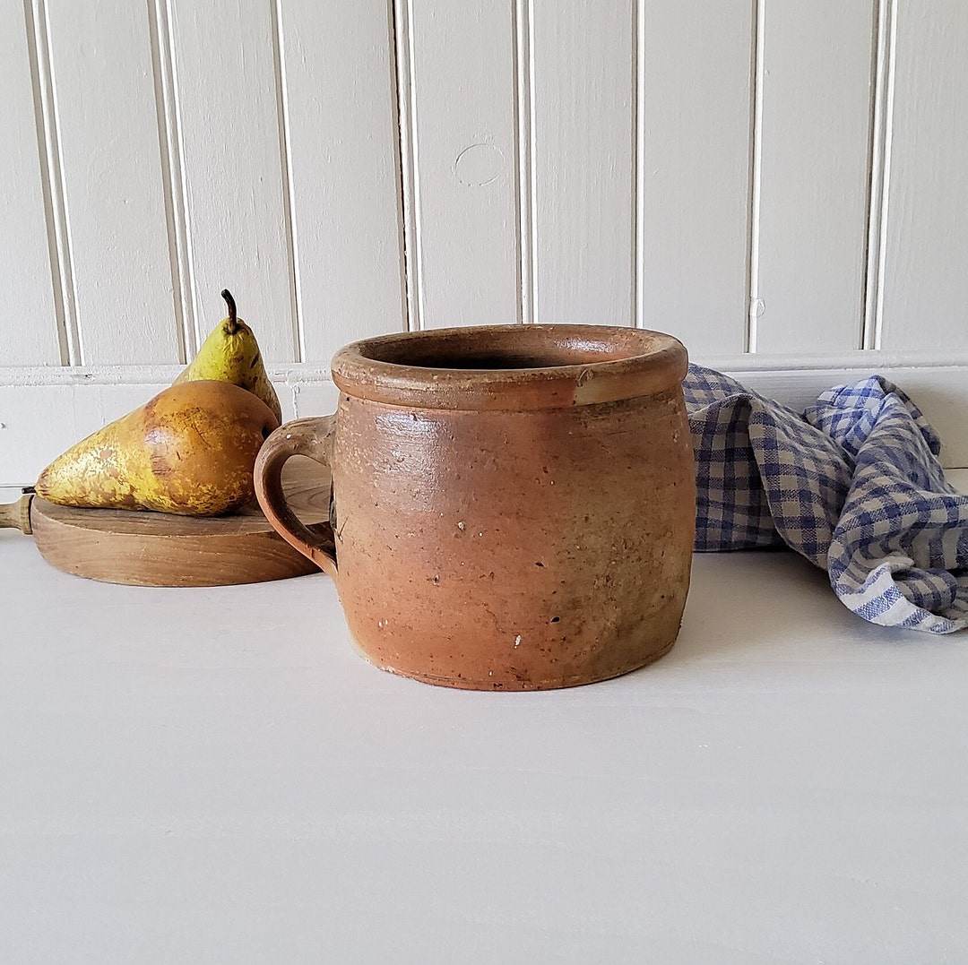 Old Stoneware Grease Pot, Handle Pot, Vintage, Stoneware, French ...