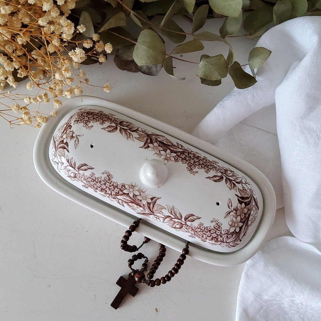 Old White Earthenware Comb Box, Comb Holder, Vintage Brush Box, Antique ...