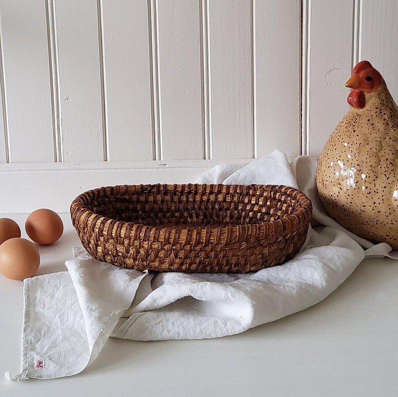 Vintage Braided Straw Basket Old Basket Rye Hand-rolled - Etsy