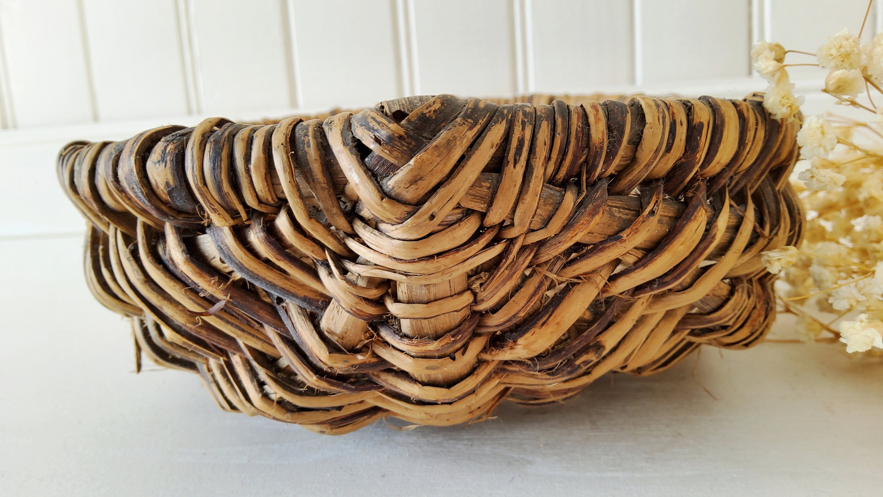 Small Vintage Wicker Basket, Garden Basket, Woven Basket, Harvest ...