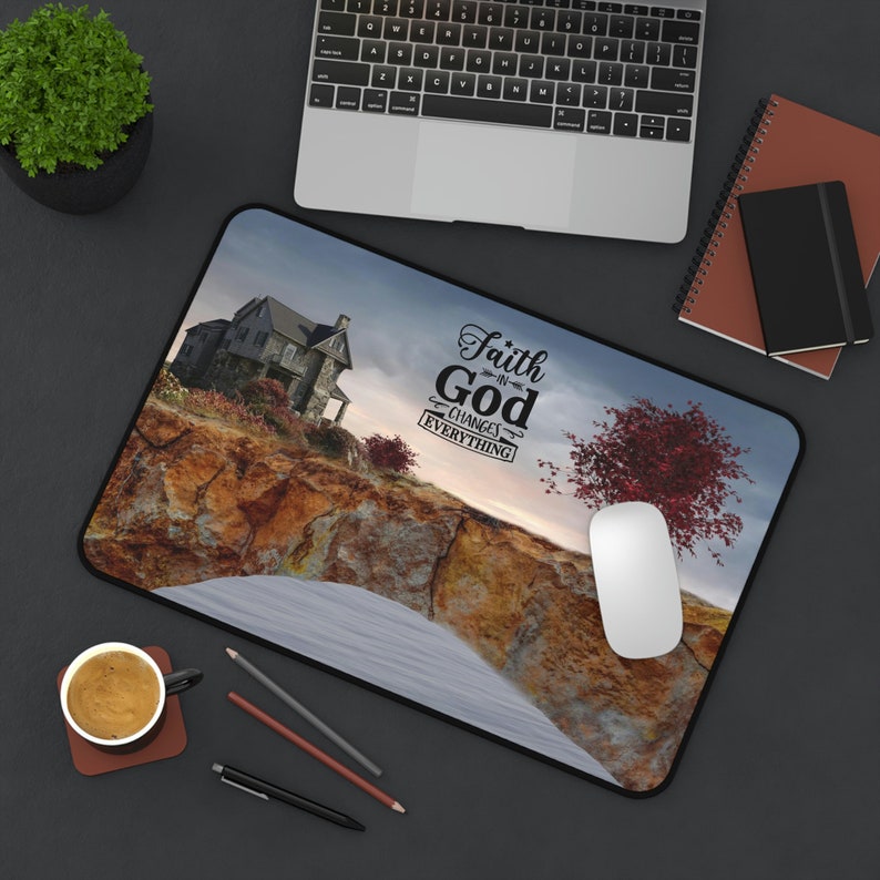Christian Desk Mat faith in God Changes Everything Computer Peripherals ...