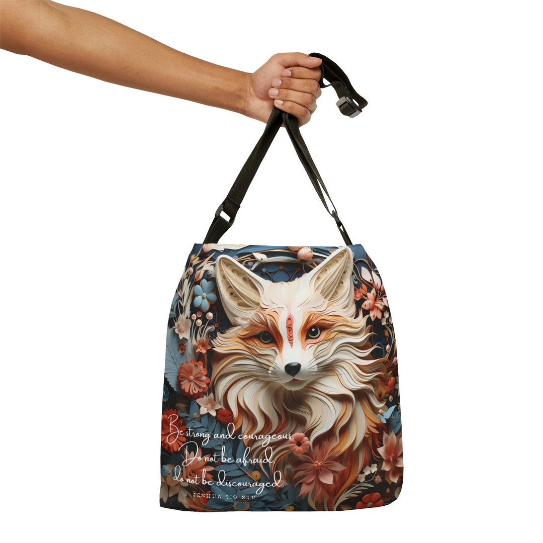 Faith-inspired Adjustable Over-the-shoulder Tote Bag/purse W/ Fox ...