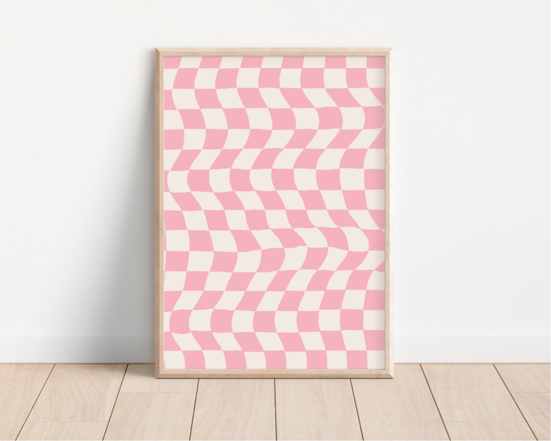 Trendy Checkerboard Poster, Checkered Art, Pink Check, Aesthetic Room ...