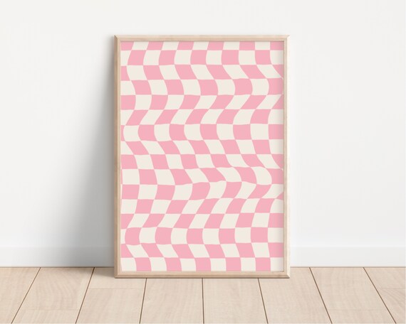 Trendy Checkerboard Poster Checkered Art Pink Check - Etsy